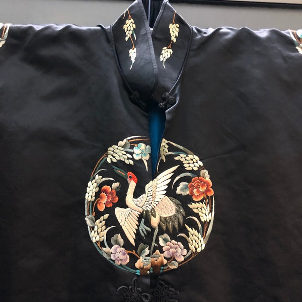 Antique Chinese Silk Embroidery Crane Robe Near Excellent Condition ...